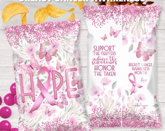 Breast Cancer Awareness Candy Chip Bag: Fundraiser Printable (instant ...