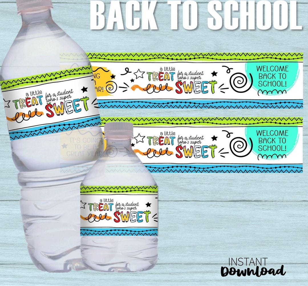 Doodle Back to School Water Bottle Labels - Printable Stickers (instant ...