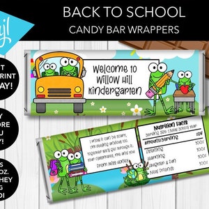 EDITABLE Welcome Back to School Treats Bus Frog Candy Bar Wrappers ...