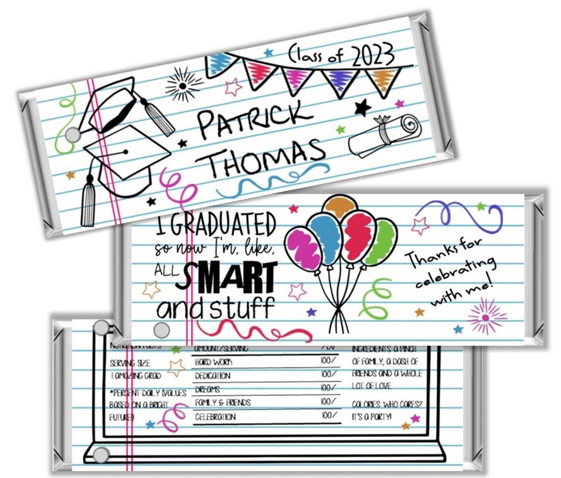 Editable Kindergarten Pre-school Kids Graduation Candy Bar Wrappers ...