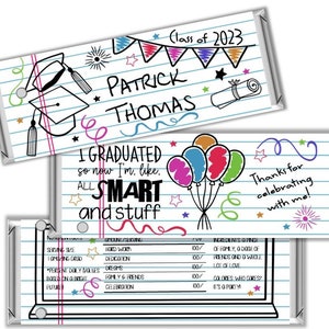 Editable Kindergarten Pre-school Kids Graduation Candy Bar Wrappers ...