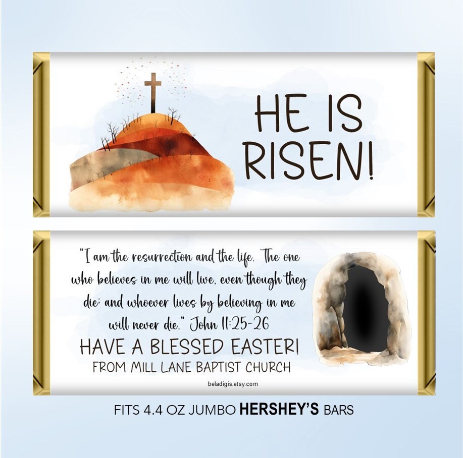 He is Risen Christian Cross Easter Candy Wrapper Party Favor & Gifts ...