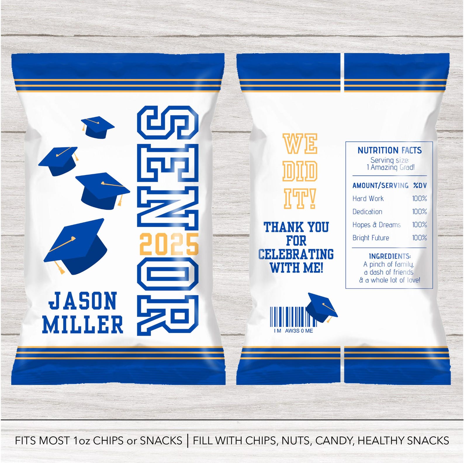 Editable Senior Graduation Chip Bags: Printable Party Favors (canva ...