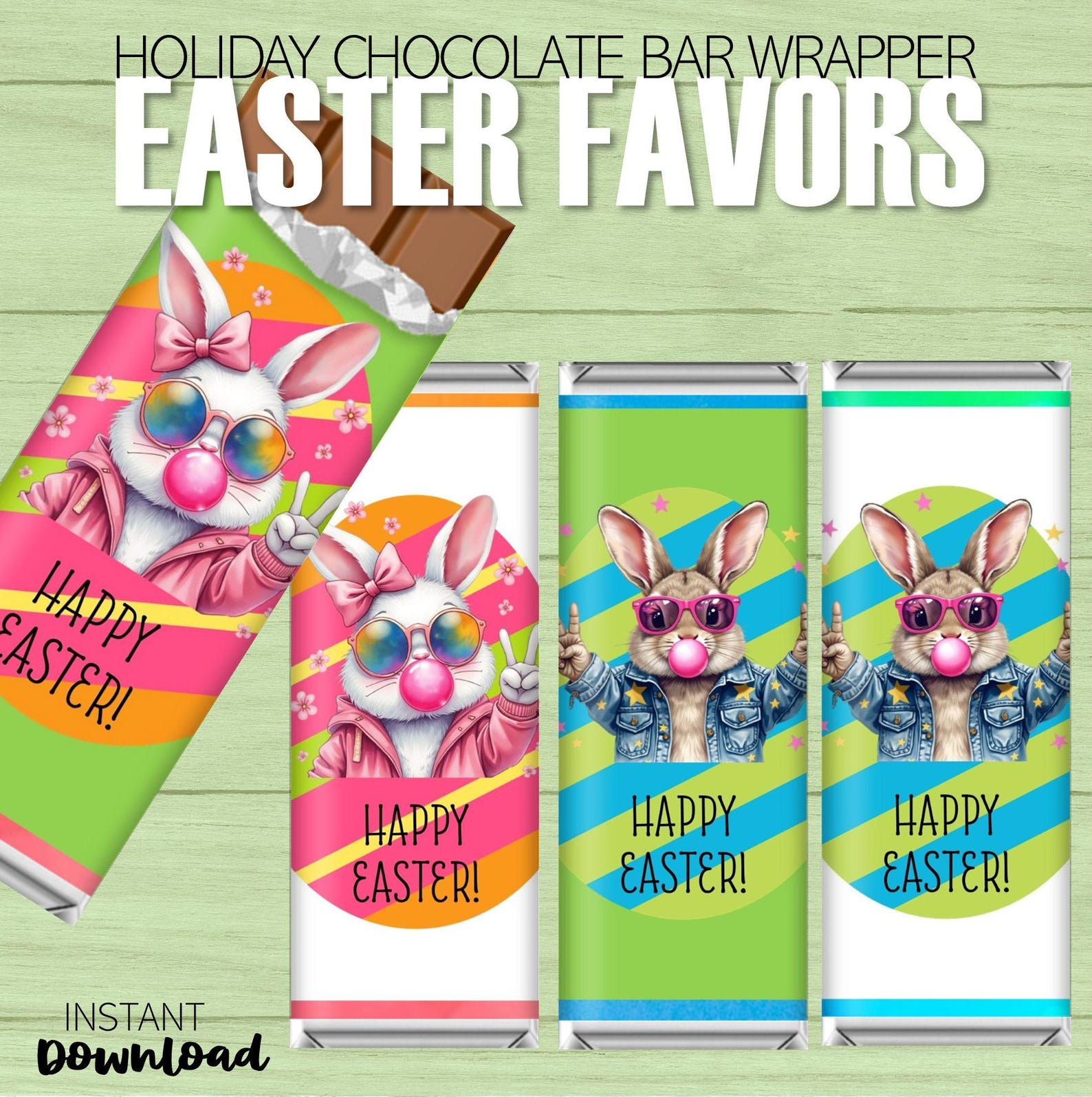 Printable Happy Easter Candy Bar Wrappers | Chocolate Bars | Cool ...
