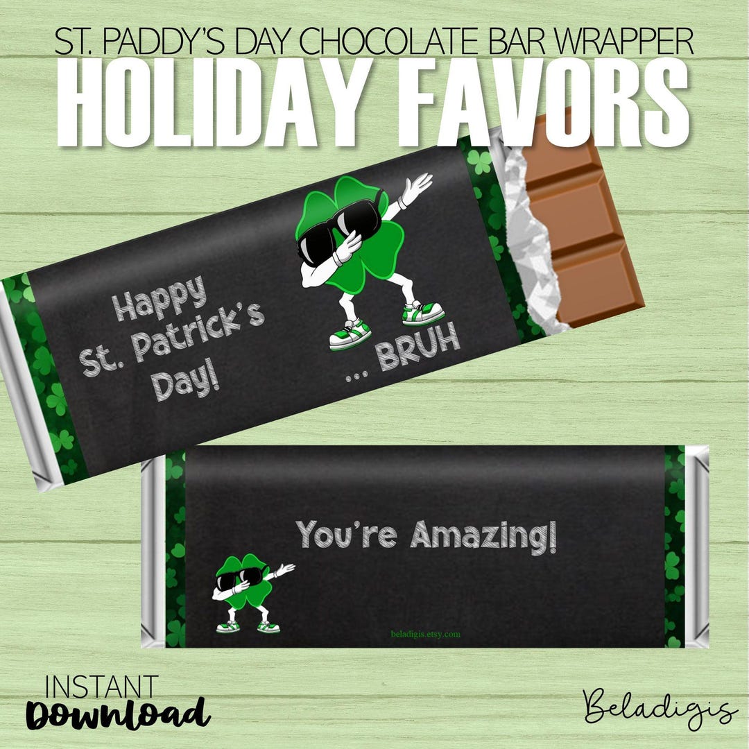 Printable BRUH St. Patrick's Day Candy Bar Wrappers Chocolate Bars ...