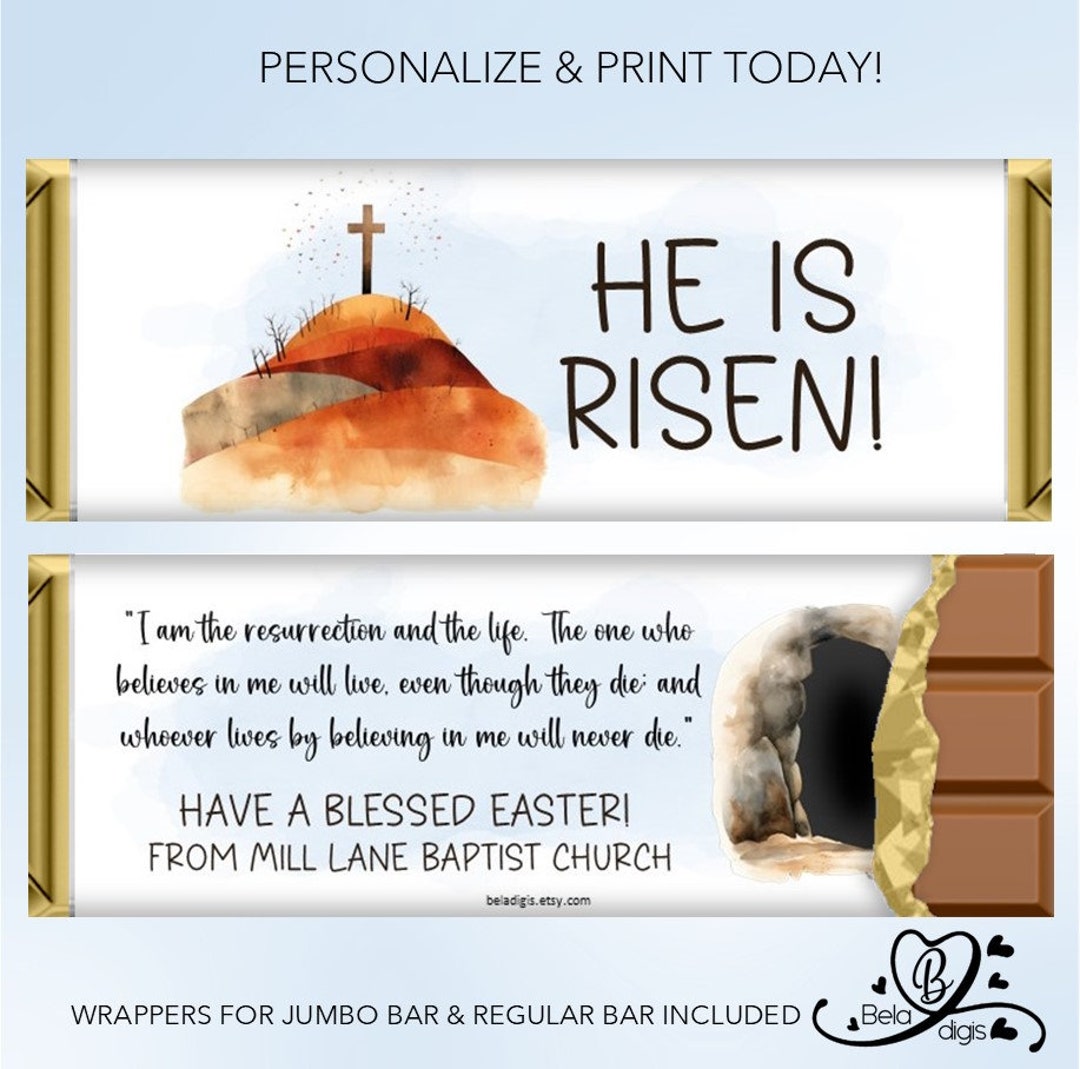 He is Risen Christian Cross Easter Candy Wrapper Party Favor & Gifts ...