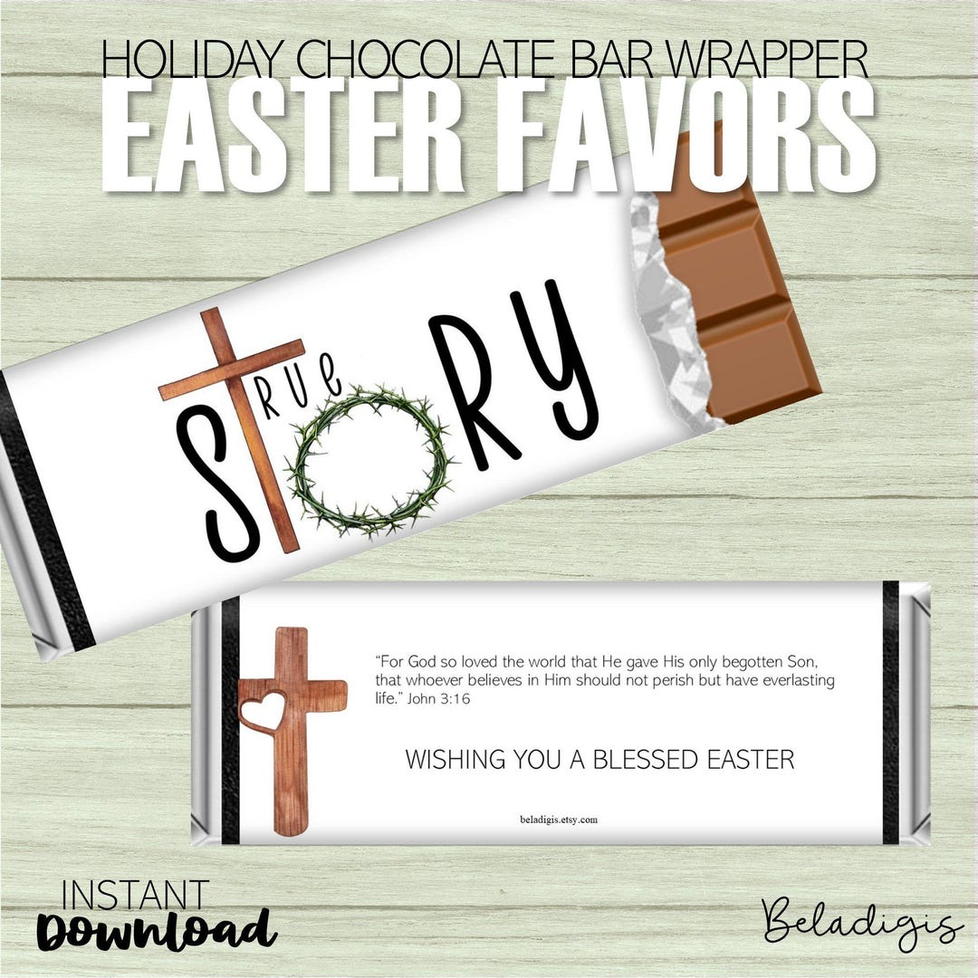 Printable Happy Easter Candy Bar Wrappers: Religious Favors (instant ...