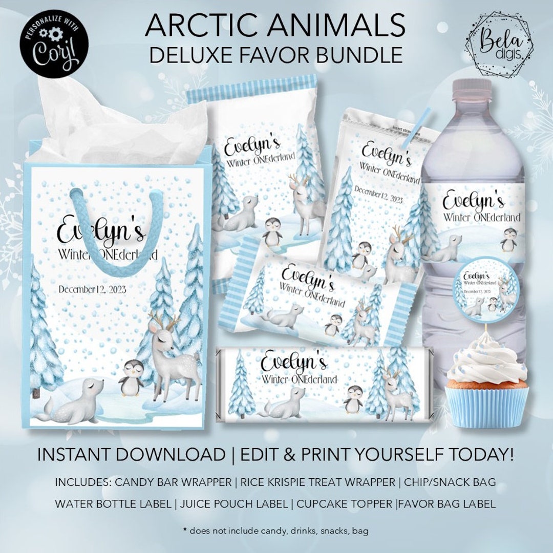 Artic Animals Delux Bundle Kit Woman's Birthday Favors Editable ...