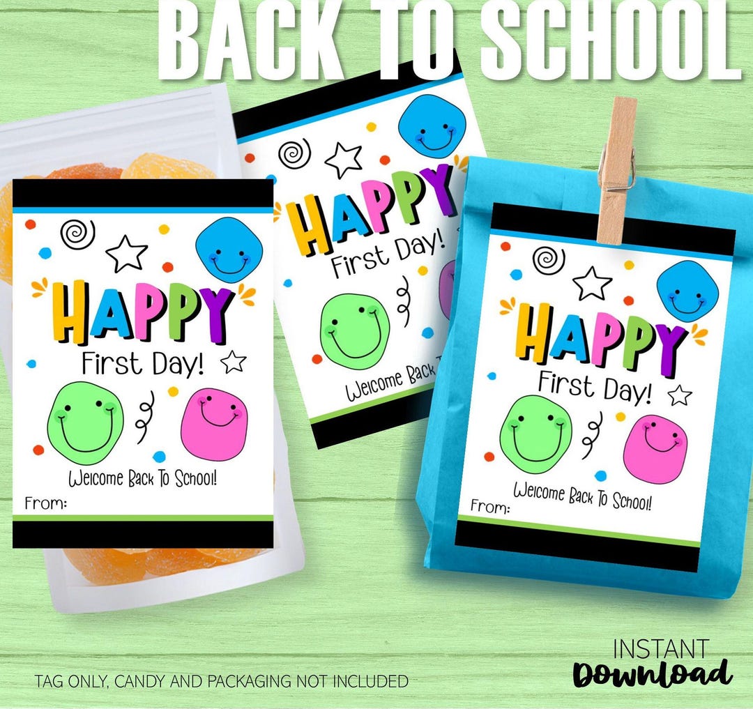 Welcome Back to School Treat Tags: Student Gift, Candy Pouch Favor ...