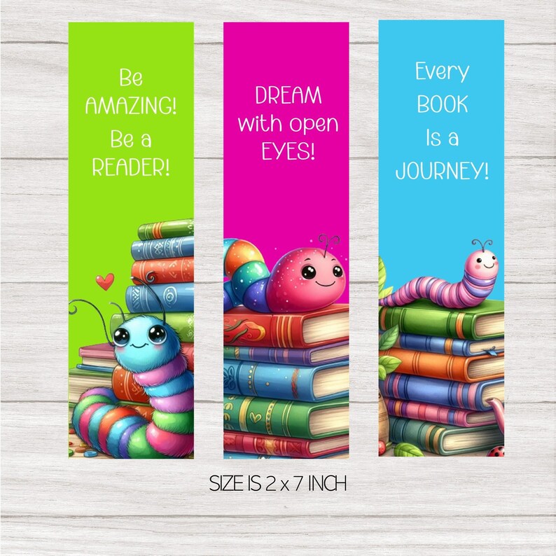 DIY Printable Bookworm Bookmarks – Instant Download Gift for Readers ...