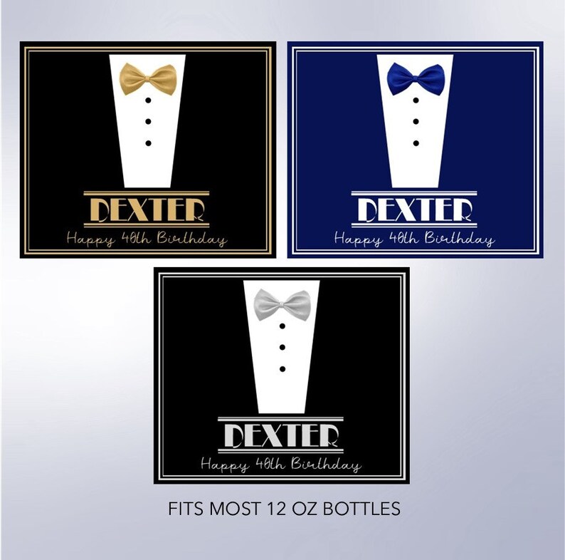 Tuxedo Personalized Suit Men's Birthday Drinks Label Custom Water Wraps ...