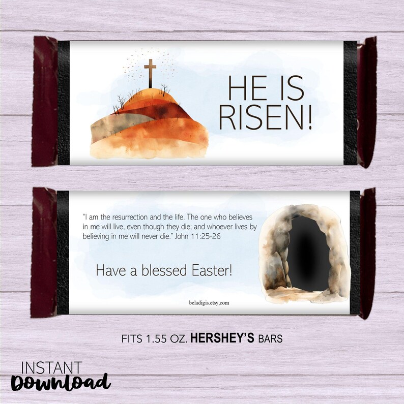 He is Risen Easter Candy Bar Wrappers: Christian Religious Party Favors ...