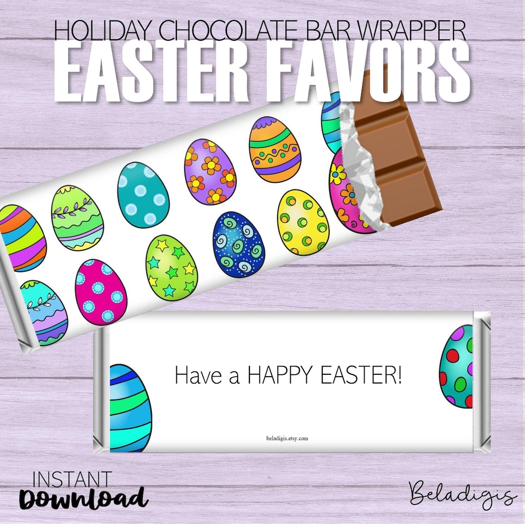 Printable Happy Easter Candy Bar Wrappers Chocolate Bars Colorful ...