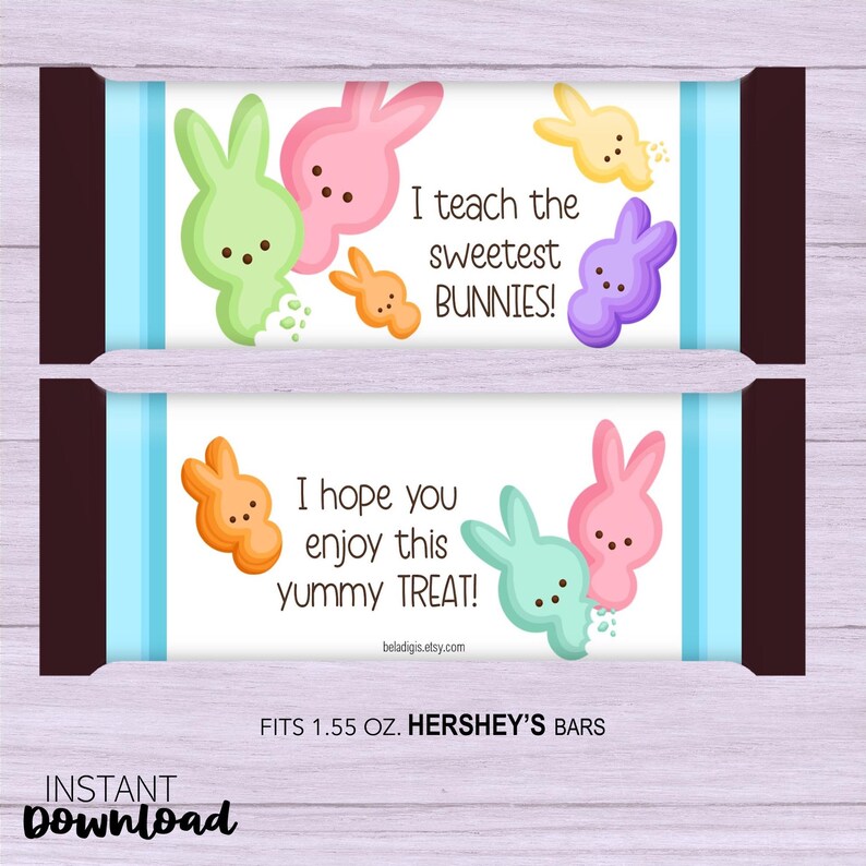 Printable Easter Candy Bar Wrappers: Sweetest Bunnies Design (instant ...