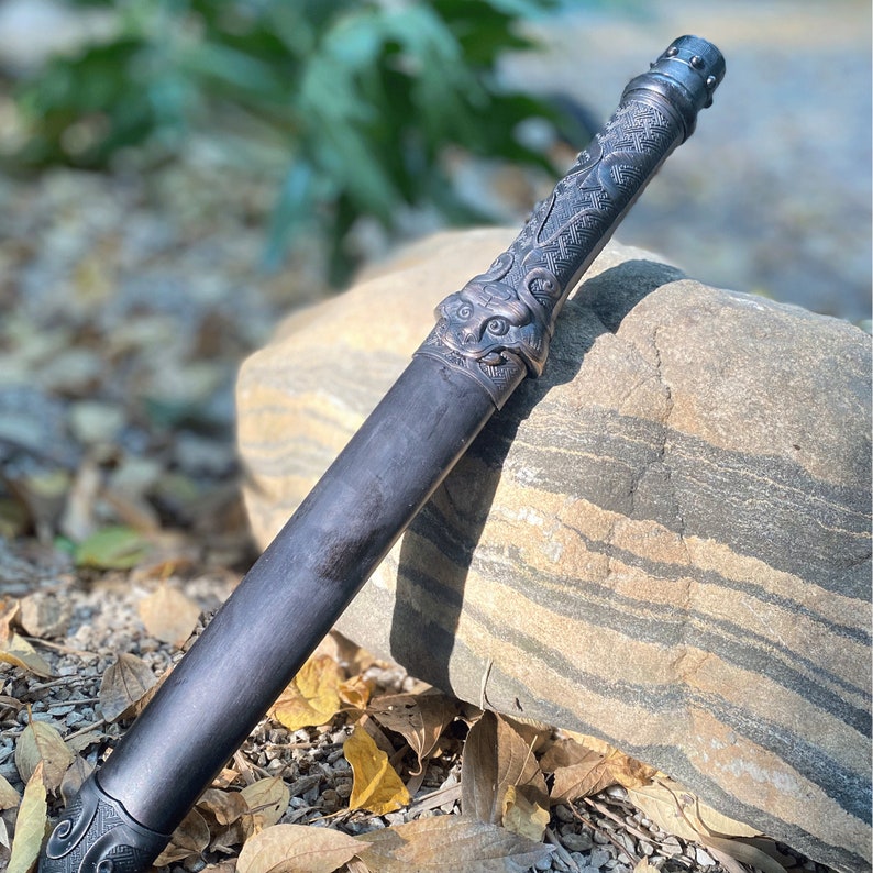 41cm/16.14'' Ancient Tiger Sword Dragon Pattern Tiger Head Sword Model ...