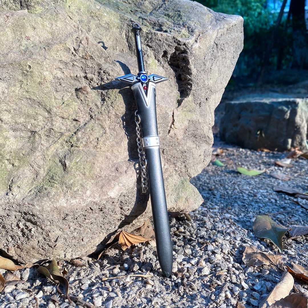 SAO Kirito Sword 9.05''/23cm Metal Sword Keychain With Stand SAO Weapon ...