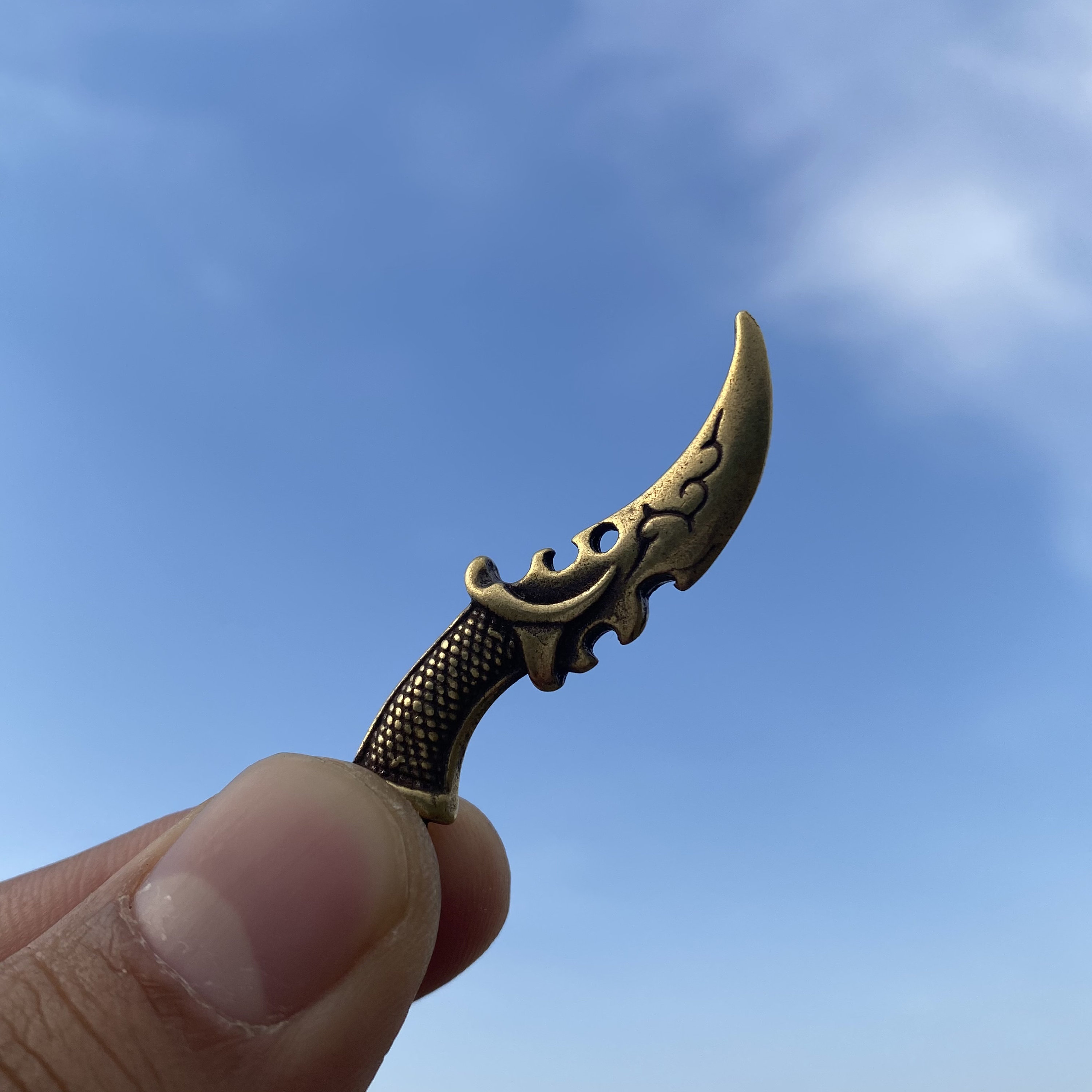 Brass Curved Blade Tiny Figurine Brass Collectible Small Brass ...