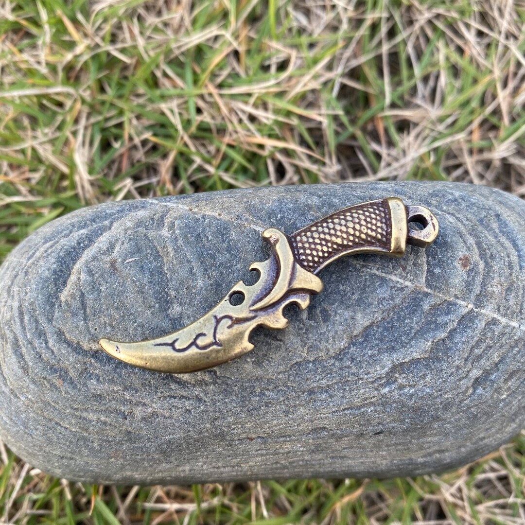 Brass Curved Blade Tiny Figurine Brass Collectible Small Brass ...