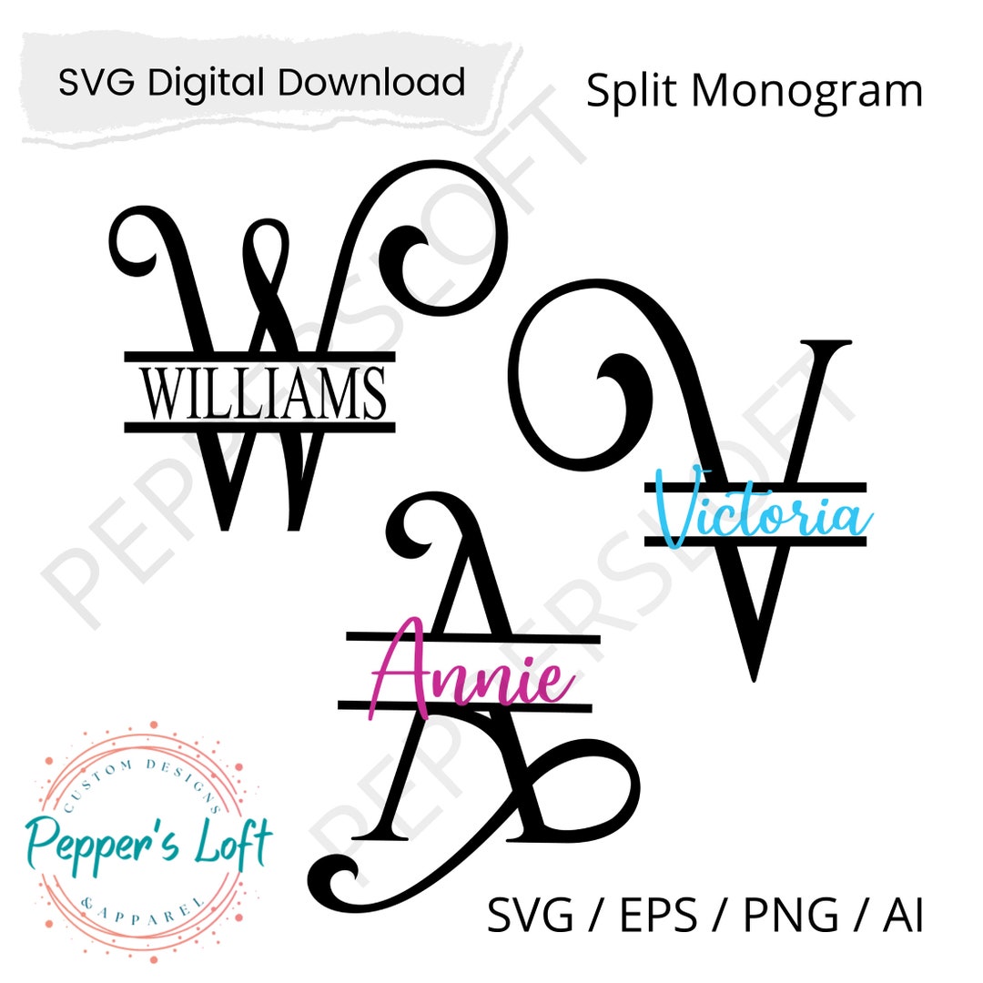Split Monogram SVG/DXF/AI, Split Monogram Alphabet, Digital Download ...