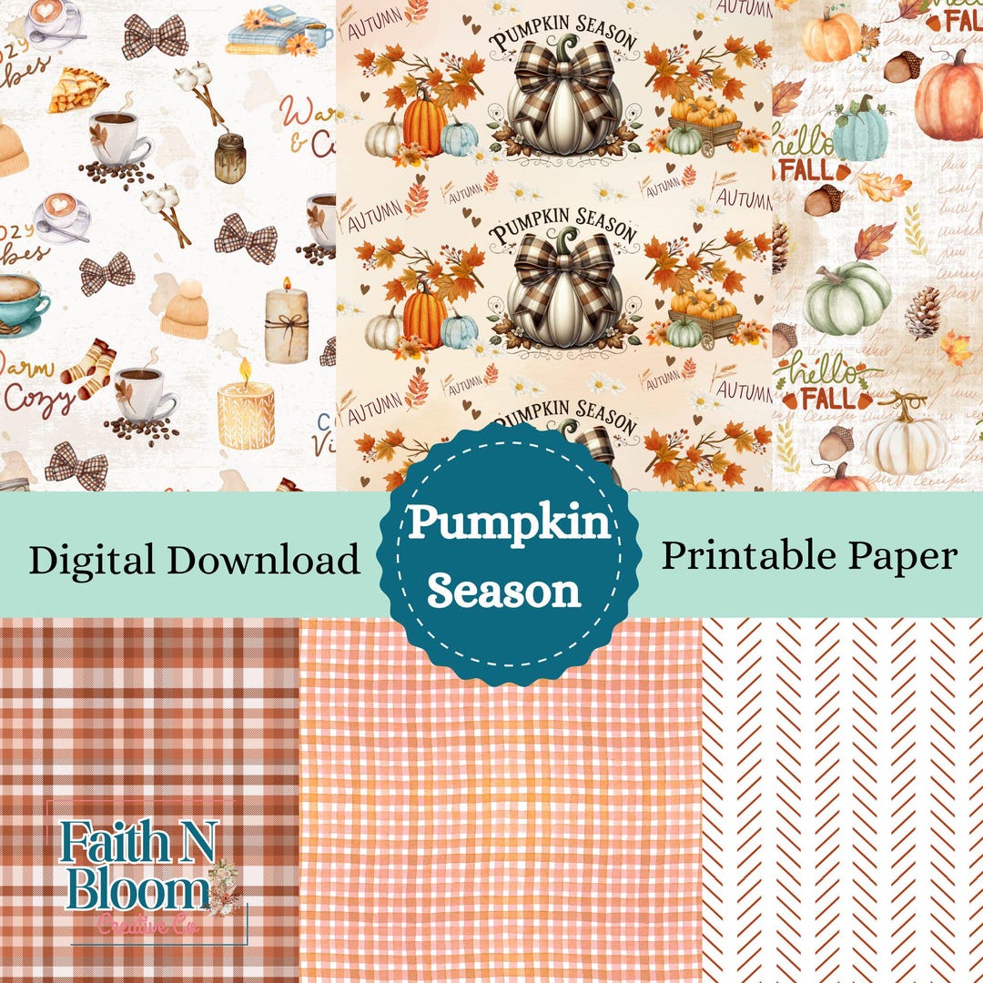 Fall Digital Paper Pack, Autumn Scrapbook Backgrounds, Junk Journal ...