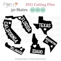 PNG Bundle, USA 50 States PNG, Floral State Initials, Digital Design ...
