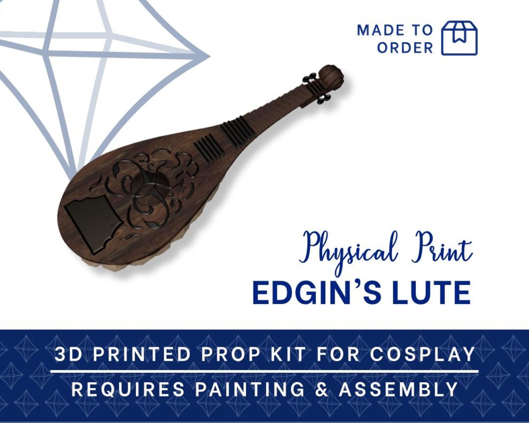 EDGIN Bard Lute 3D PRINTED KIT | | Model Kit | Full Size (cosplay Prop ...