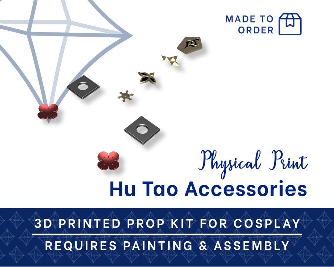 Hu Tao Accessories 3D Printed Kit - Genshin Impact Cosplay Accessory - Etsy