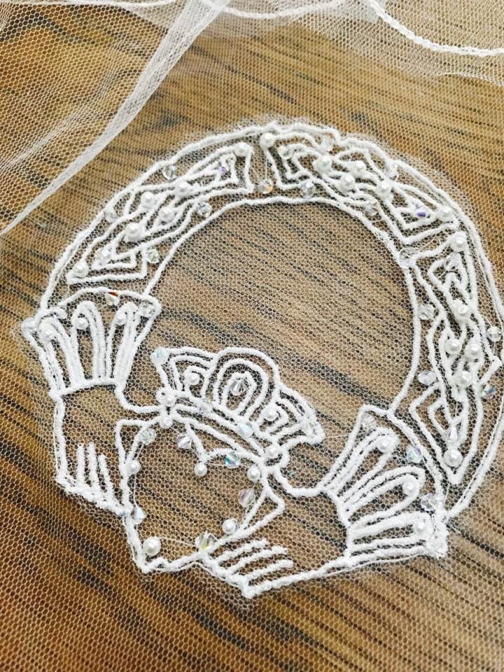 First Communion Irish Claddagh Veil With Swarovski Crystals - Etsy