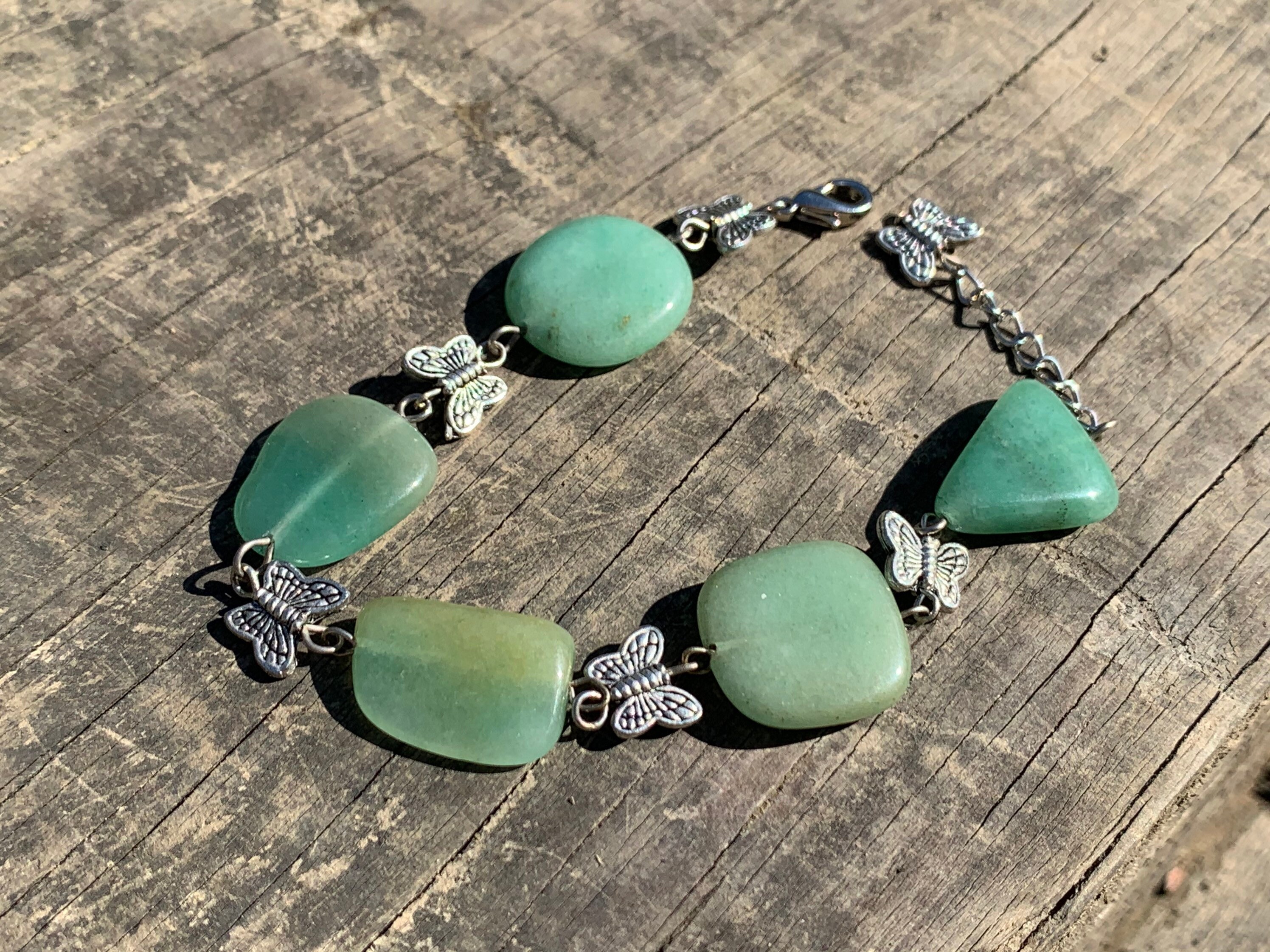 Vintage grün Jade Stil Stein Armband mit Silber-Ton - Etsy.de