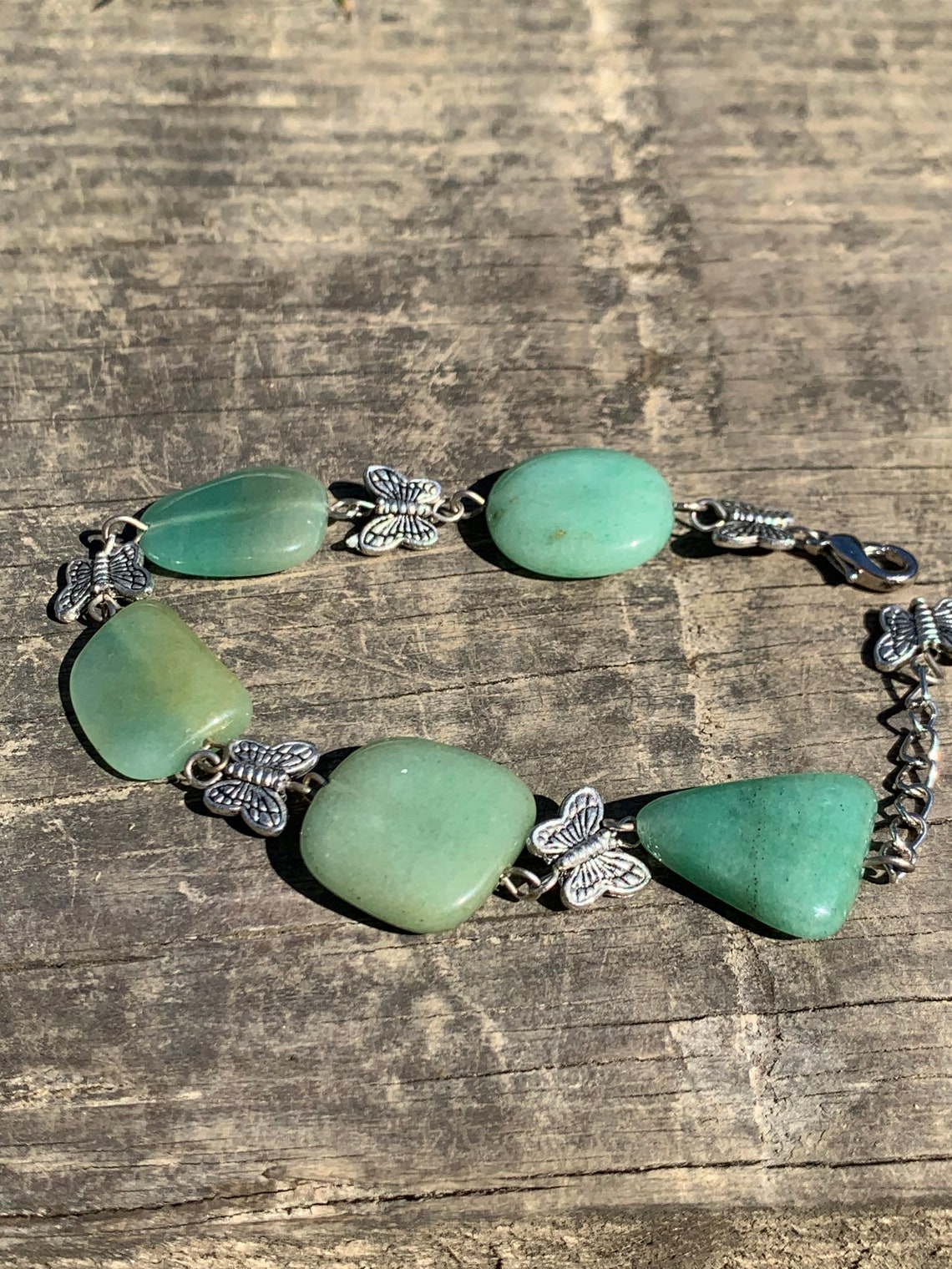 Vintage grün Jade Stil Stein Armband mit Silber-Ton - Etsy.de