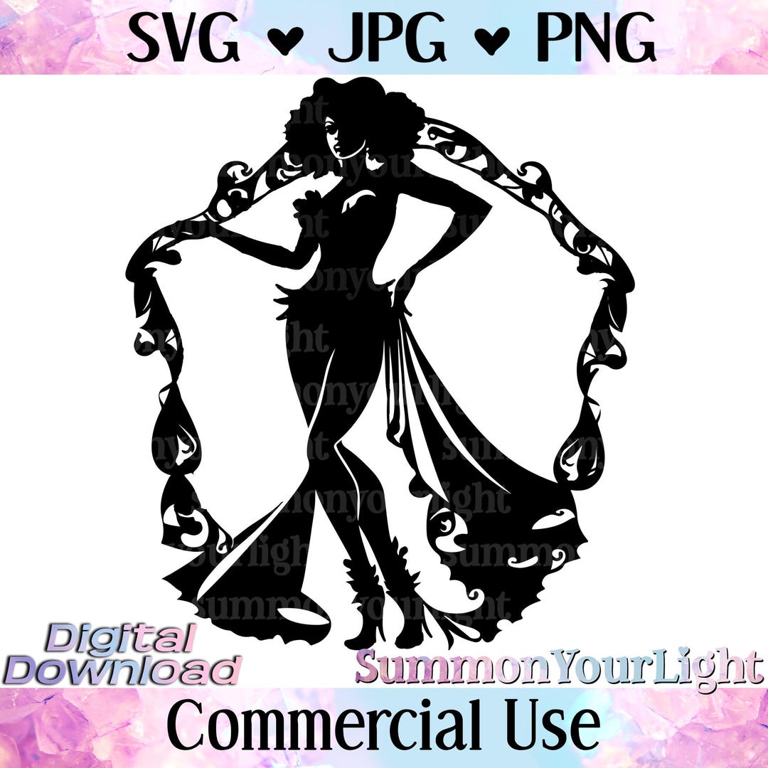 Burlesque Dancer Art Nouveau Silhouette, Vintage Showgirl Clipart (SVG ...