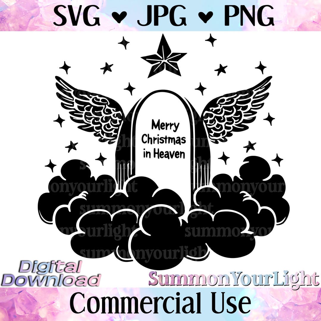 Merry Christmas in Heaven, Angel Wings Gate Clipart (SVG PNG JPG) - Etsy