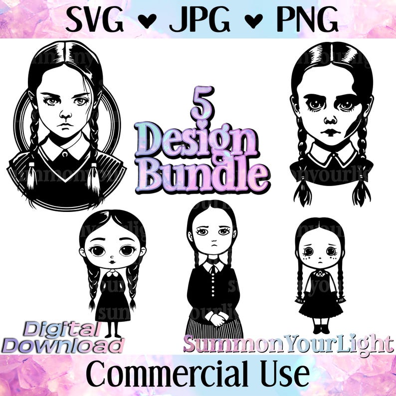 Wednesday Addams SVG Bundle, Gothic Chibi Clipart (digital Download) - Etsy