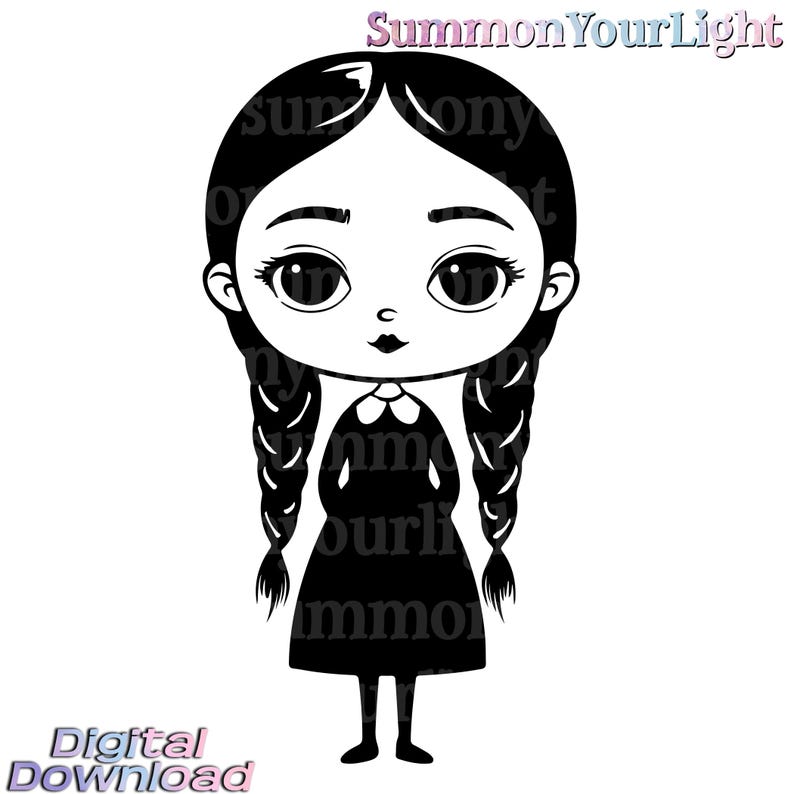Wednesday Addams SVG Bundle, Gothic Chibi Clipart (digital Download) - Etsy