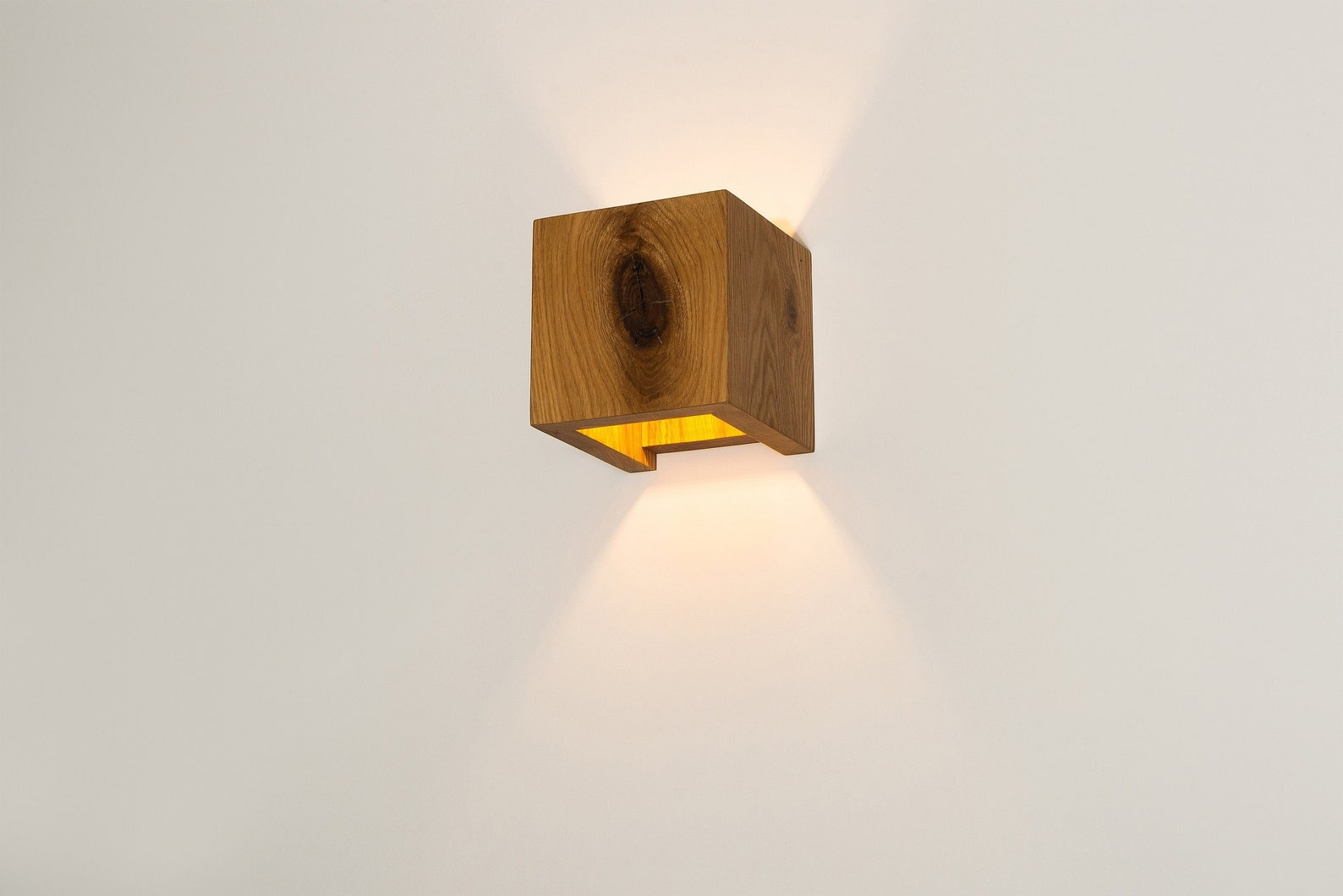 Handcrafted Wooden Wall Sconce Vita M, 12.5x12.5x12.5cm5x5x5in Oak Lamp ...
