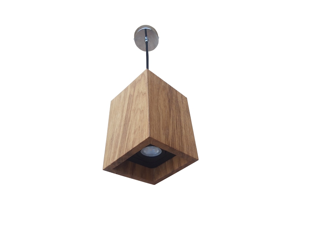 Handmade Pendant LED Luminaire of Oak Wood, Exclusive Wooden Spot Lamp ...