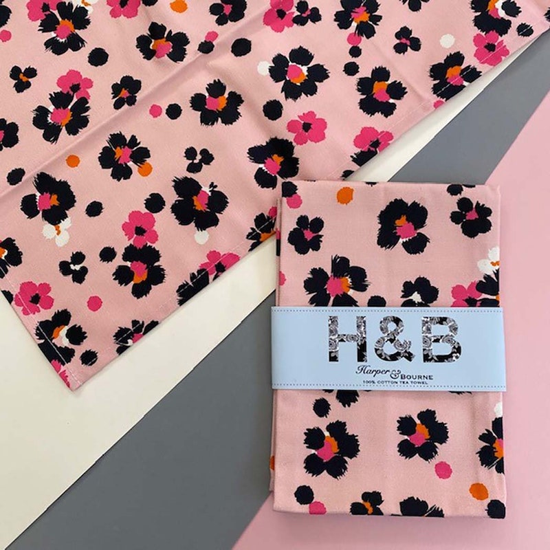 Pink Leopard Tea Towel - Etsy UK