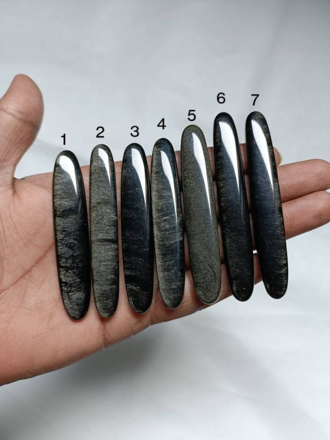 Top Silver Obsidian Cabochon - Obsidian Gemstone Flat Back Silver ...