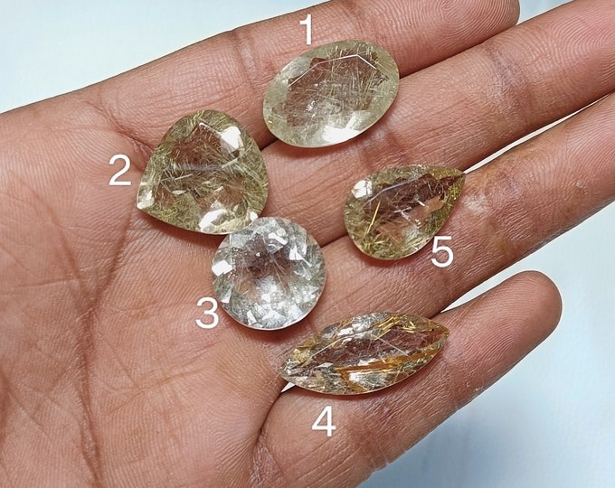 Gorgeous Golden Rutile Steps Cut- Rutile Mix Shape - Golden Rutile ...