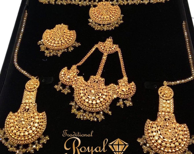 Patra Traditional Punjabi Pippal Patti Necklace/earrings/tikka Set/gold ...