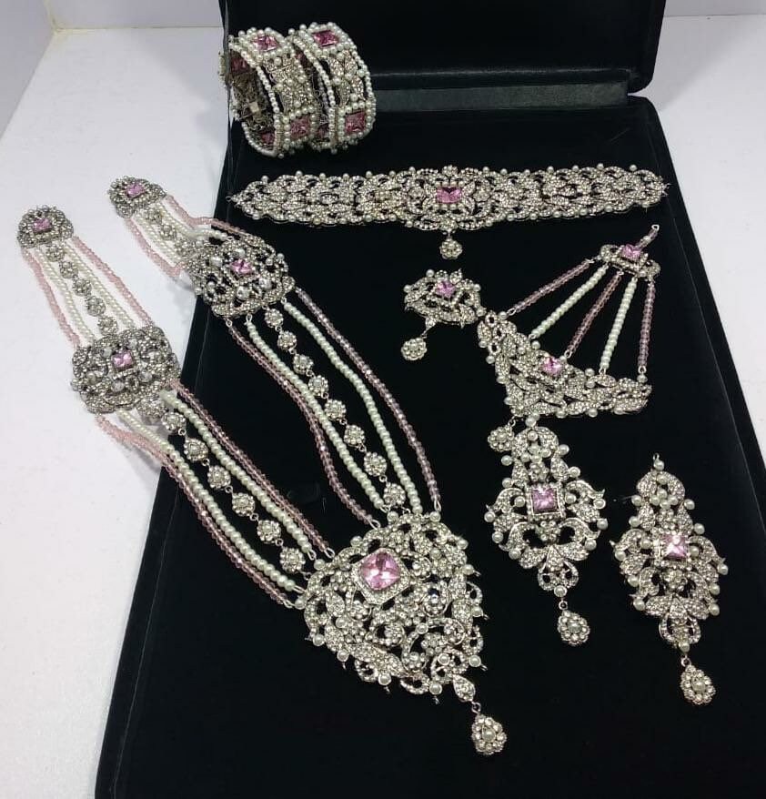 Bridal Jewelry Set Pakistani Bridal Set Silver Bridal - Etsy