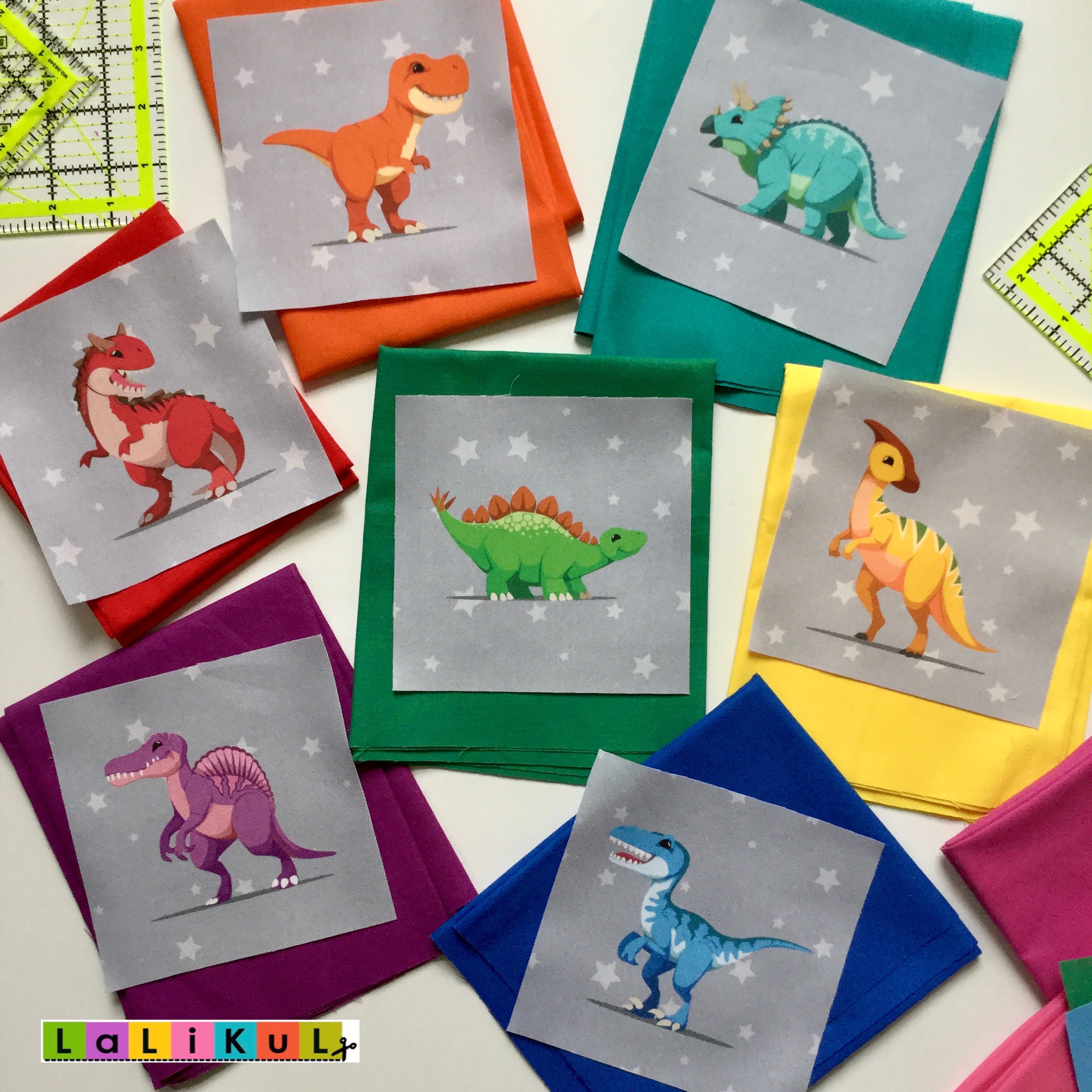 Dinosaur Fabric Squares: Prehistoric Quilt Charm Pack or Fabric Panel ...