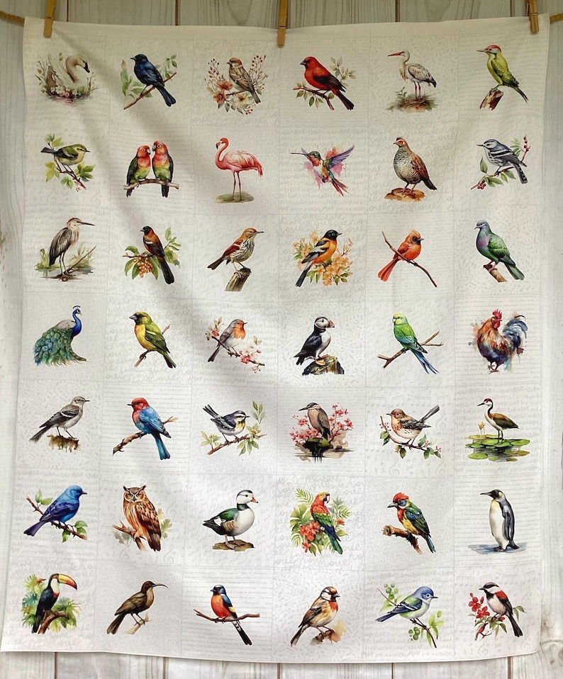 Aquarell Vögel Stoff: 13 cm Charm Pack (42 Quadrate), Quilt Quadrate ...