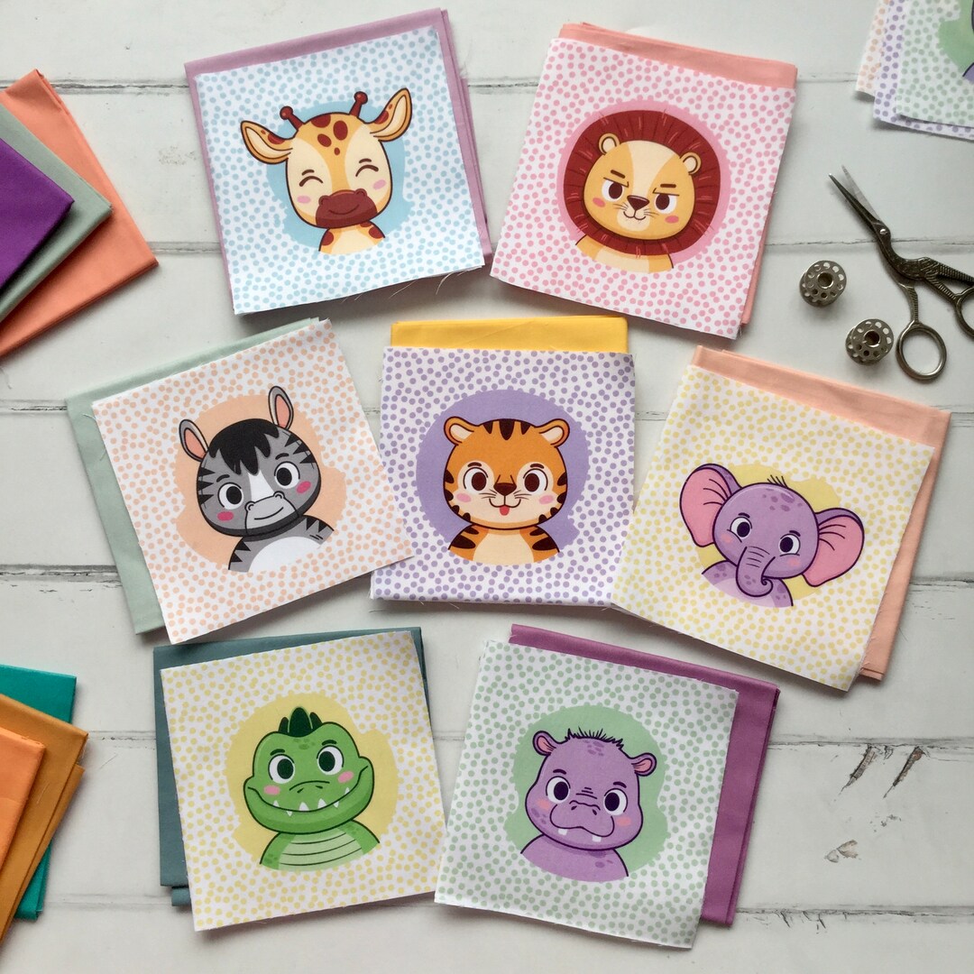 Pastel Baby Animals Fabric Squares: 5" Charm Pack (42 Different Squares ...