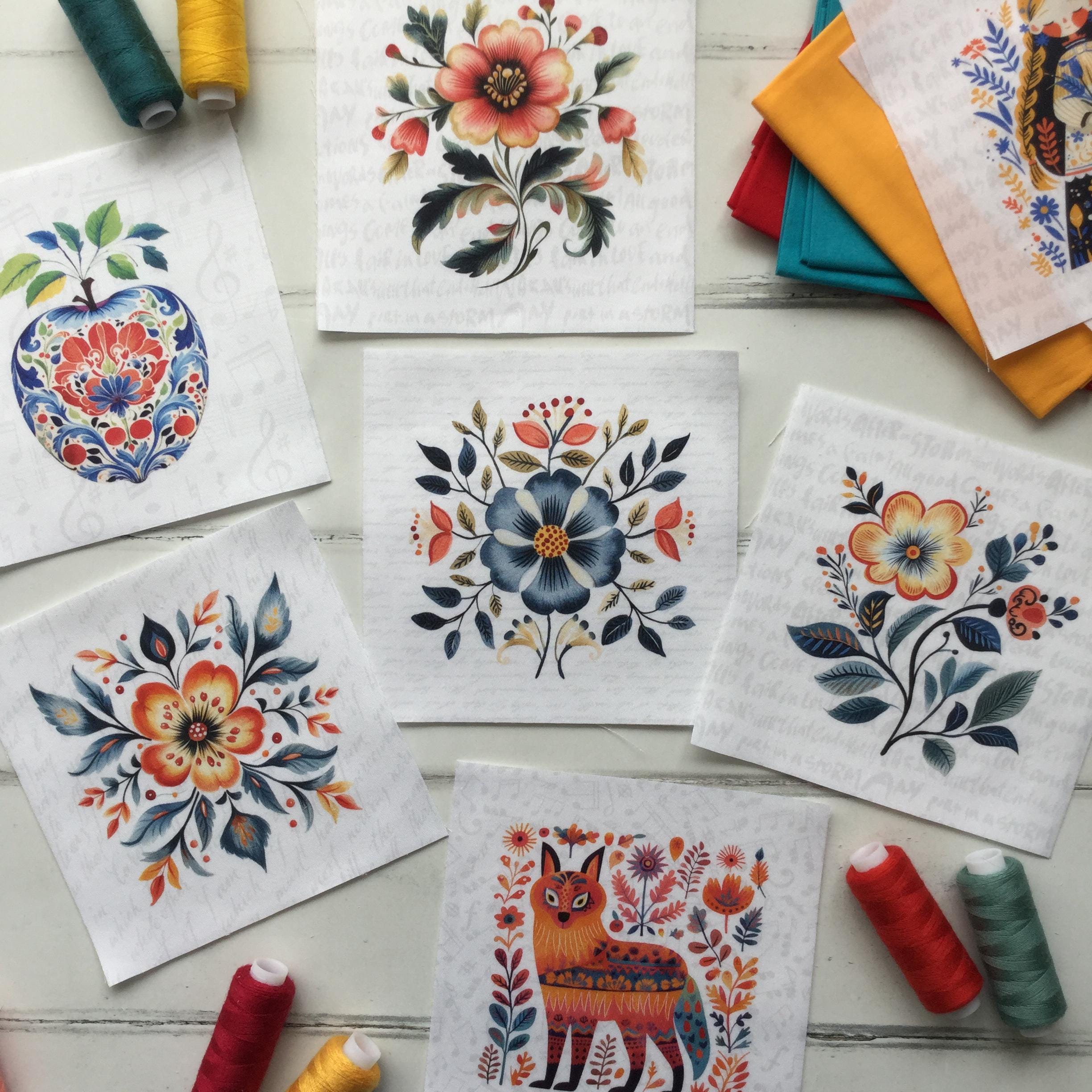 Folk Art Fabric Squares: Charm Pack (5” Squares) or Panel - 42 ...