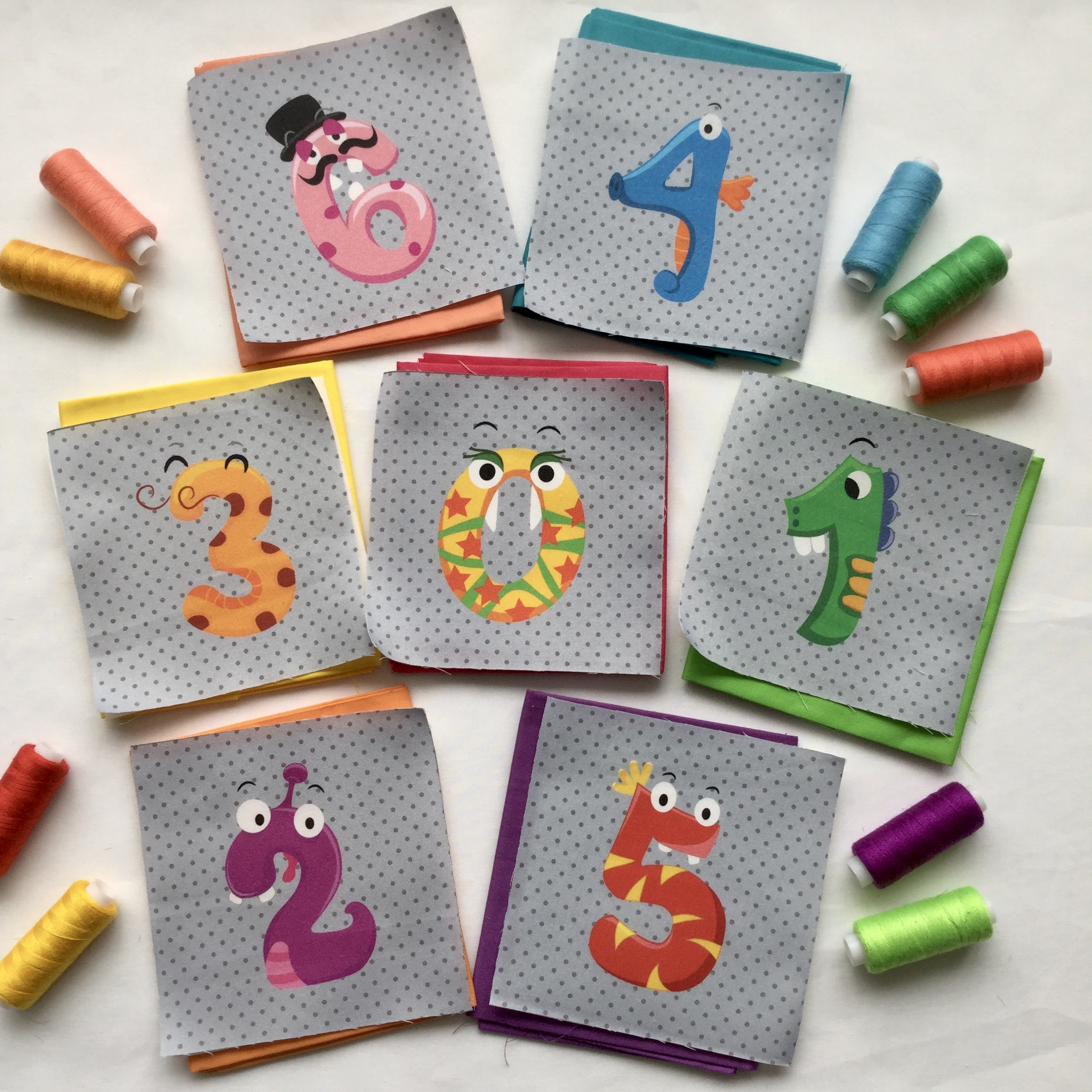 Alphabet and Numbers - 5-inch Fabric Squares - Charm Pack or Panel - 42 ...