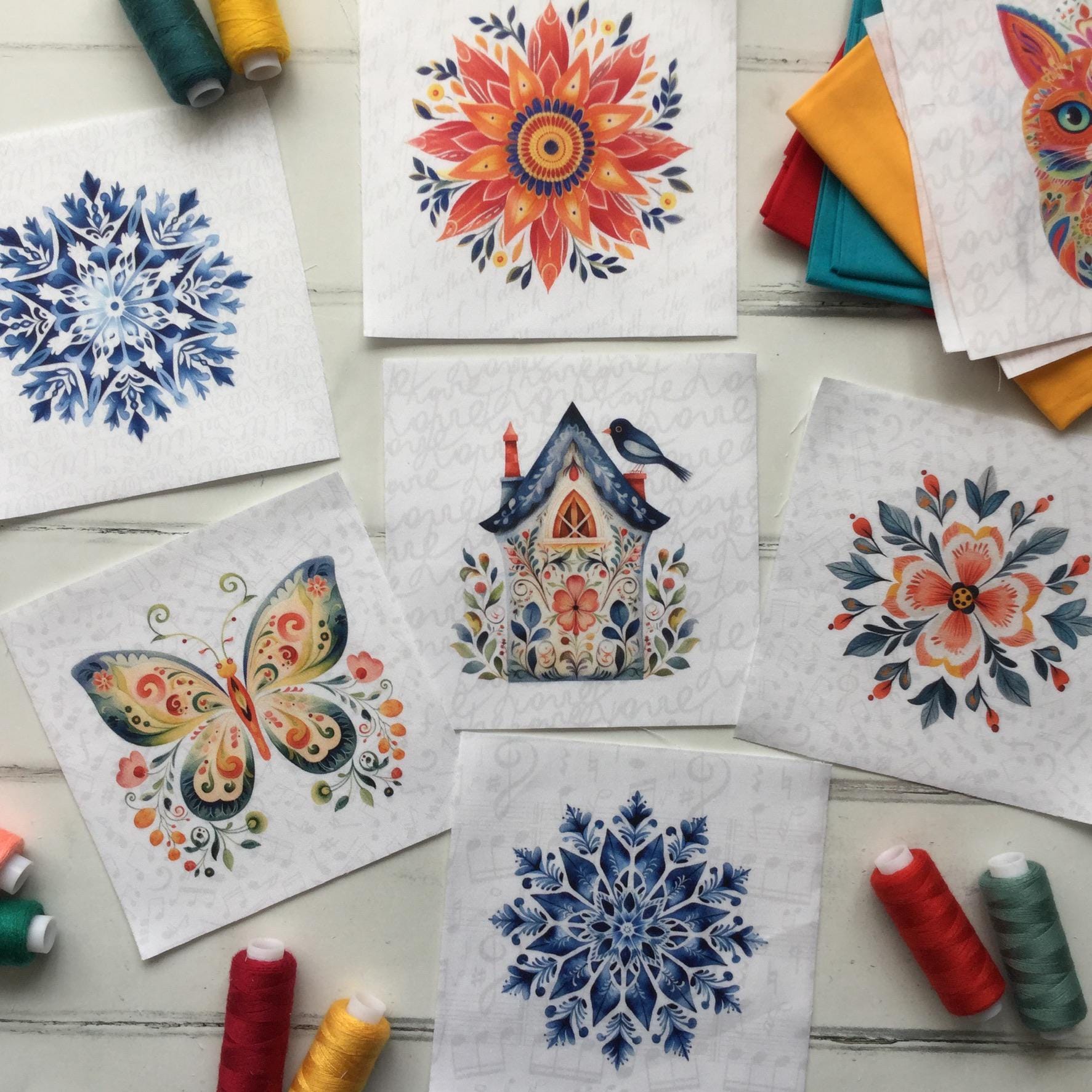 Folk Art Fabric Squares: Charm Pack (5” Squares) or Panel - 42 ...