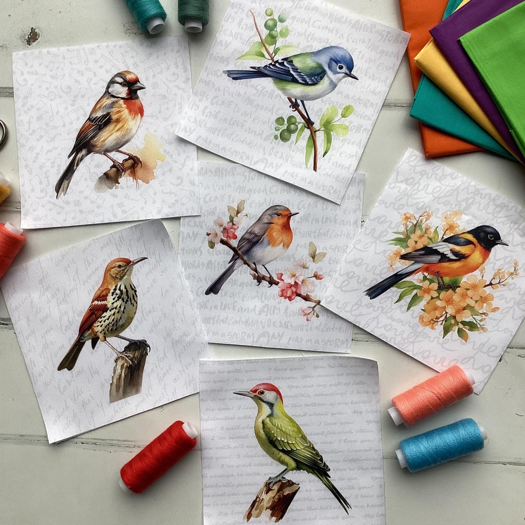 Watercolor Birds Fabric: 5" Charm Pack (42 Squares), Quilt Squares or ...