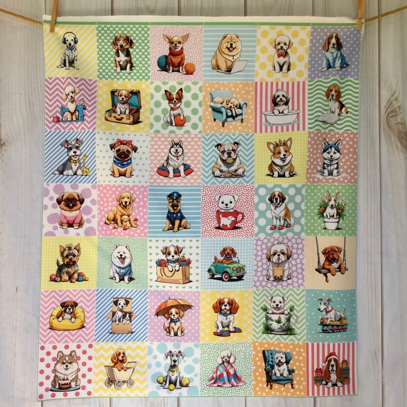 Dog Fabric Squares - 5" Charm Pack (42 Different Dogs) or Panel - I Spy ...