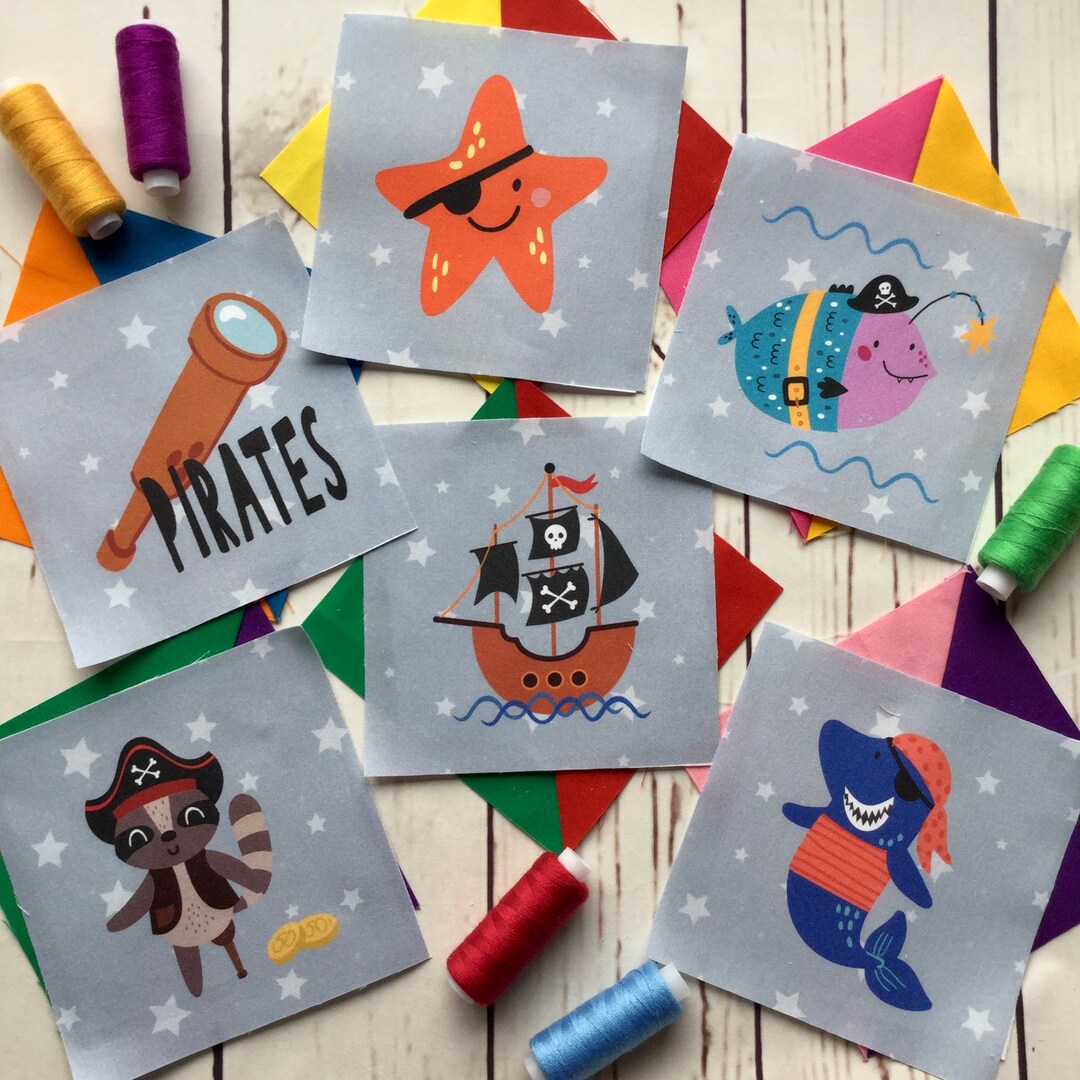 PIRATES - 42 Sq - 5”- Charm Pack or Panel - Squares - I Spy, Baby, Kids ...